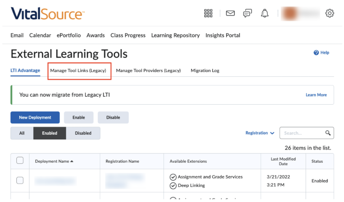 D2L/Brightspace: LTI 1.1 to 1.3 Upgrade – VitalSource Success